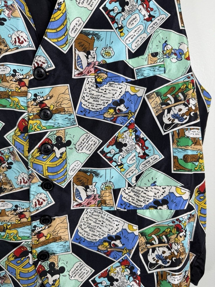 Vintage Disney Mickey Mouse Comic Strip Silk Vest - Size Medium ...