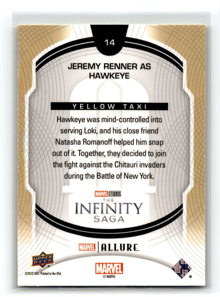 2022 Upper Deck Allure #14 Hawkeye Avengers Yellow Taxi 202435 | eBay