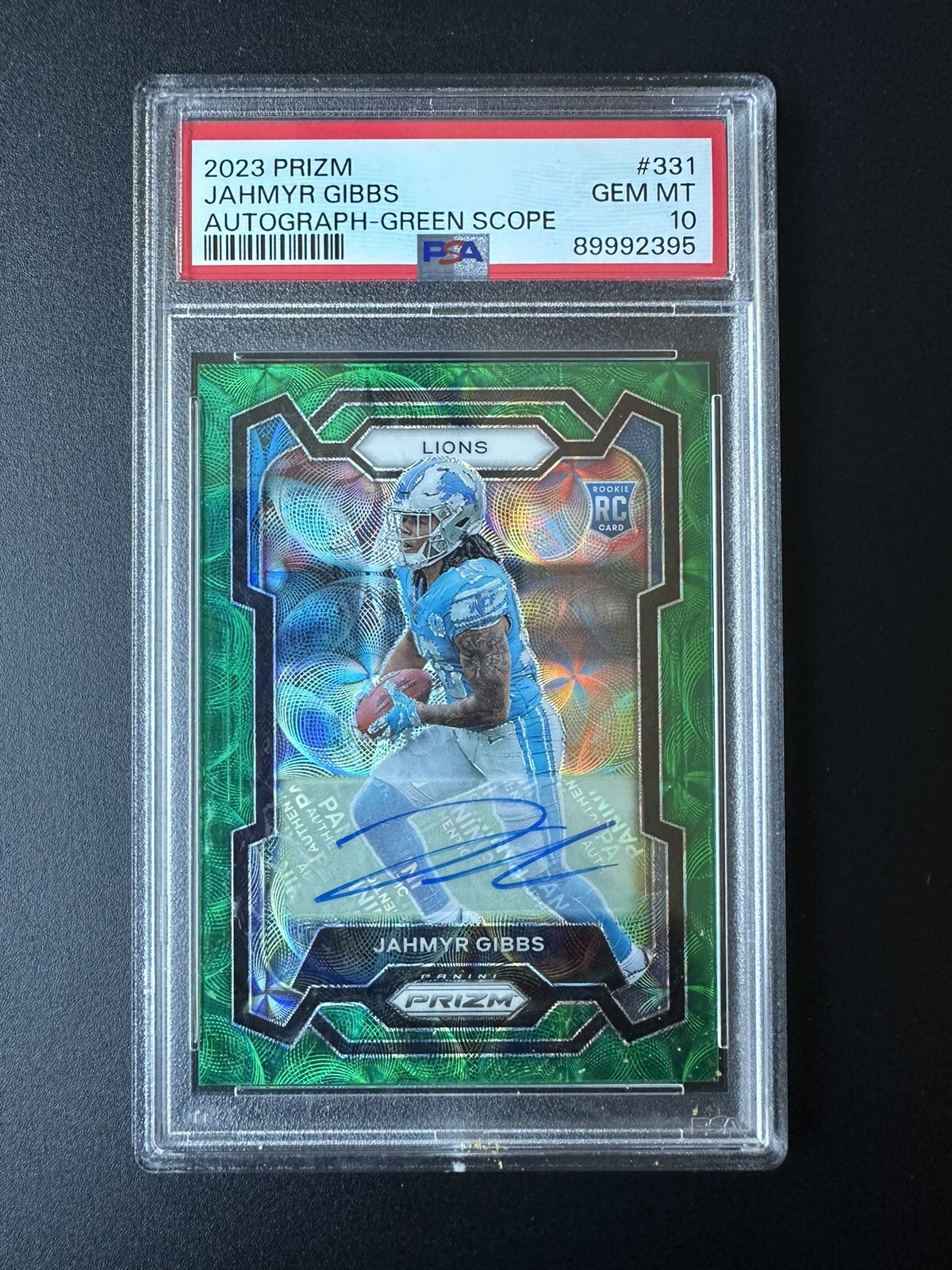 2023 PSA 10 Panini Prizm Jahmyr Gibbs Green Scope Auto #/75 Lions ...