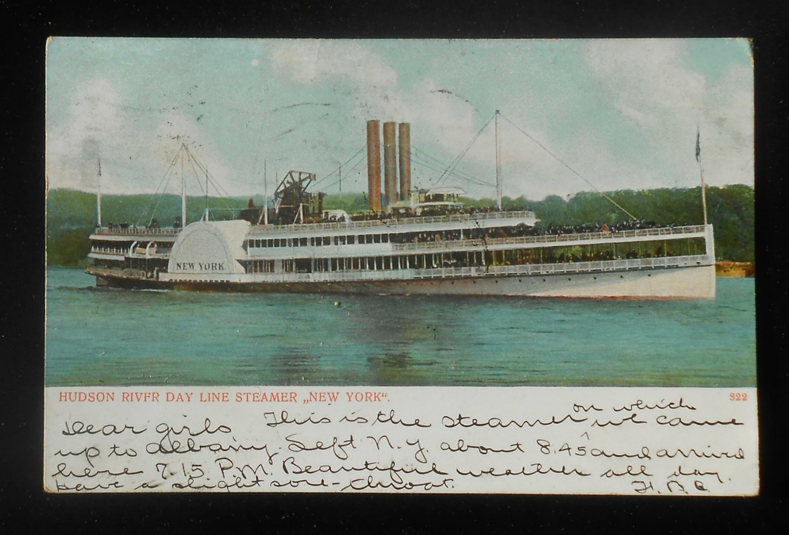 1907 Hudson River Day Line Steamer New York Riverboat Boat Ship Hudson ...