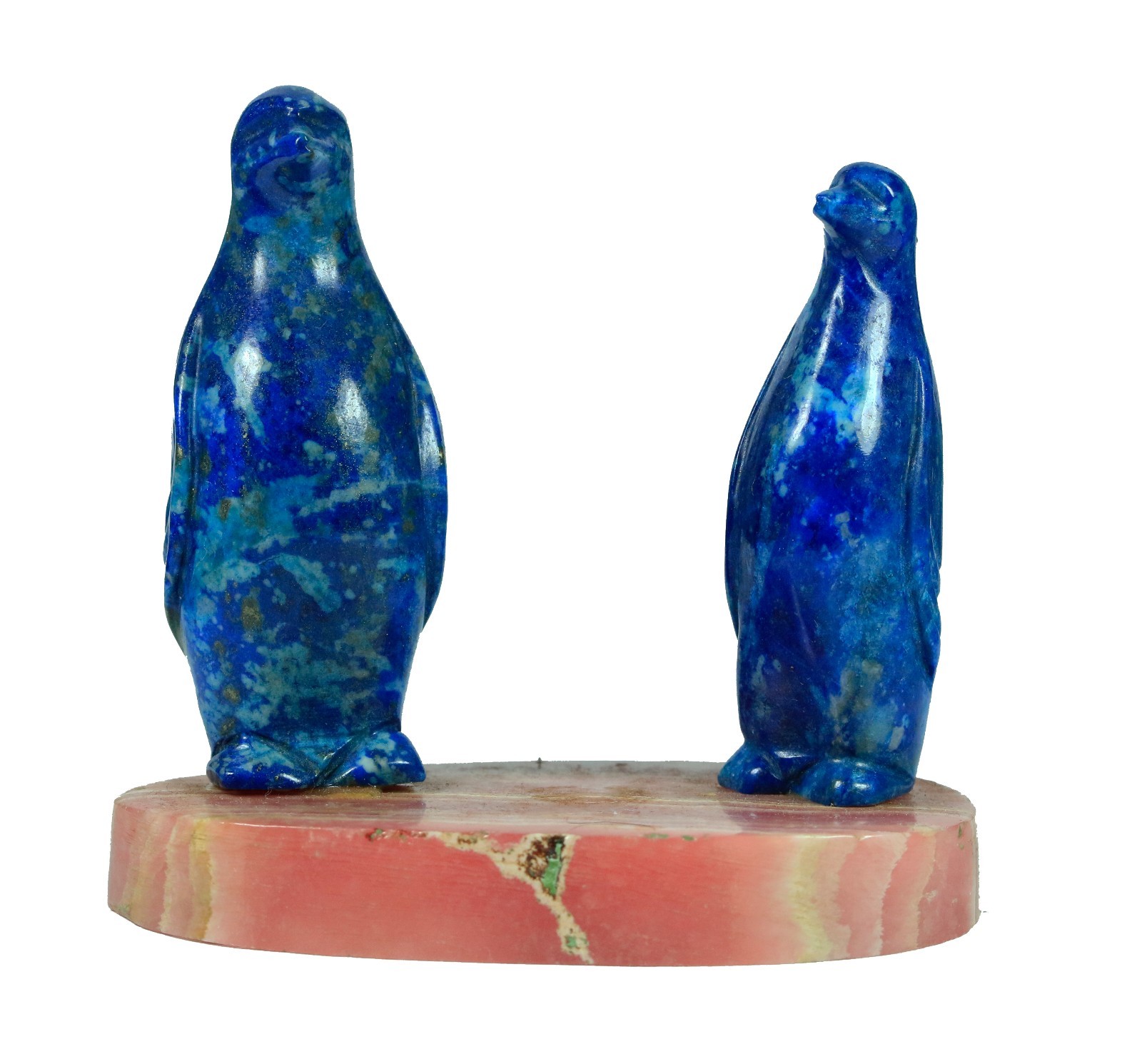 73mm 153g Azurite Penguin on Rhodocrosite Hand Stone Carving Argentina ...