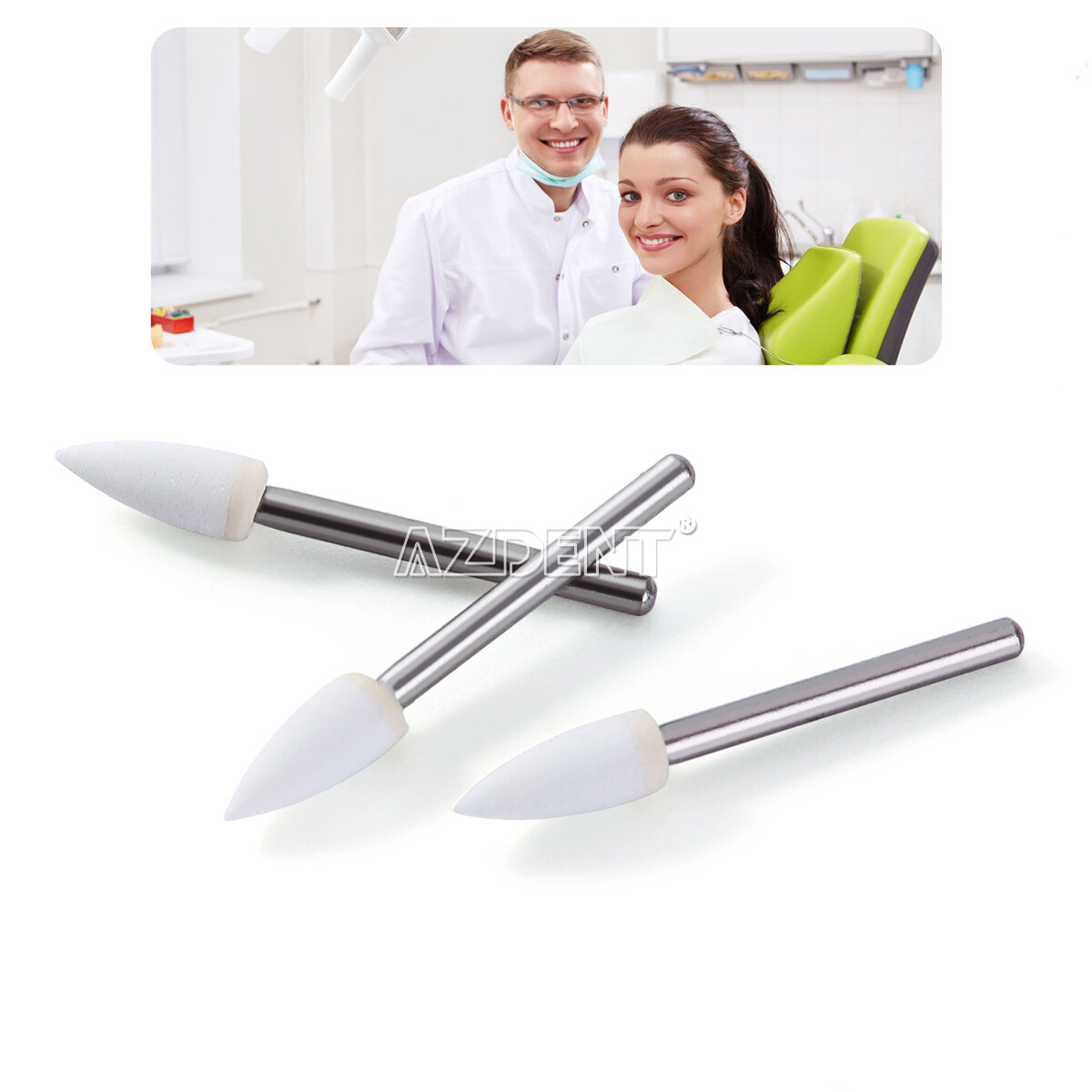 Dental White Polishing Stone FG Burs Flame Cone Shape Burs Drills ...