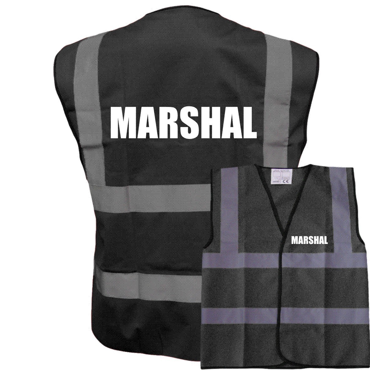 PRINTED EVENTS BLACK HI VIS VESTS, STAFF, MARSHAL, VOLUNTEER,EVENT ...