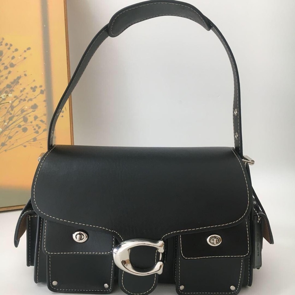 Coach Cargo Turnlock Soft Tabby CU124 Shoulder Bag Black Leather Outlet ...