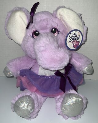 Fiesta Plush Ballerina Elephant Stuffed Toy Tutu Ballet Purple With ...