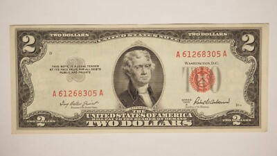 1953A $2 DOLLAR RED SEAL **CRISP AU NOTE!**- FREE SHIPPING! S2192 | eBay