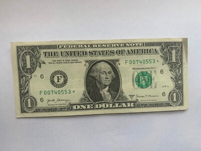 2017 A USA 1 Dollar Bill Star Note F00740553* | eBay