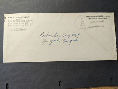 USS THURSTON AP-77 Official Naval Cover 1945 WWII TACLOBAN. P. I. | eBay