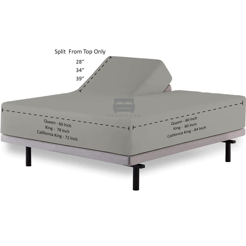 4 Piece Top Split King Sheets Set for Adjustable Beds, 100% Egyptian ...
