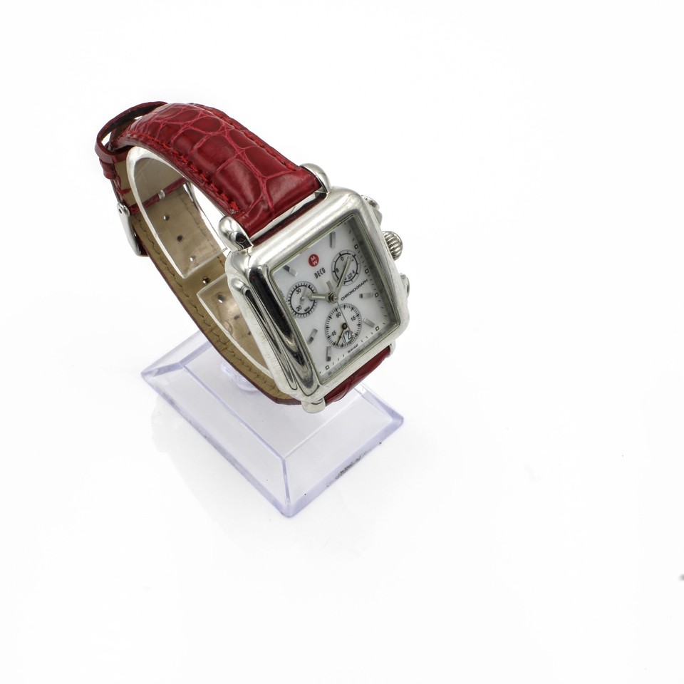 Michele Deco White Dial Chronograph Date Window Womens Quartz Watch # ...