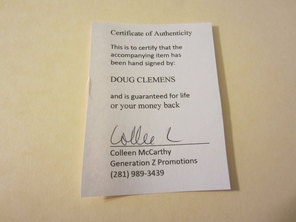 Doug Clemens Autographed Signed 3X5 Index Card MLB Baseball St. Louis ...