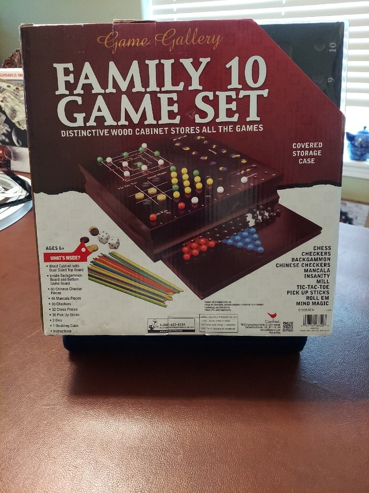 Cardinal Family 10 Games Set With Distinctive Wood Cabinet New ...