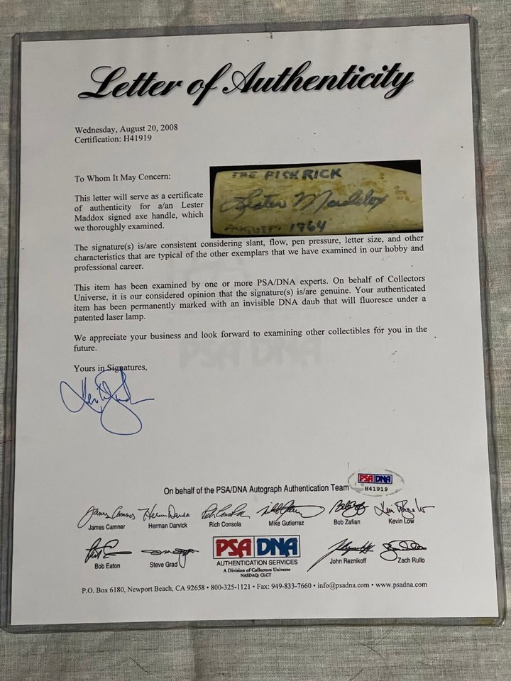 Lester Maddox Authentic 1964 Pickrick Drumstick - American Historical ...