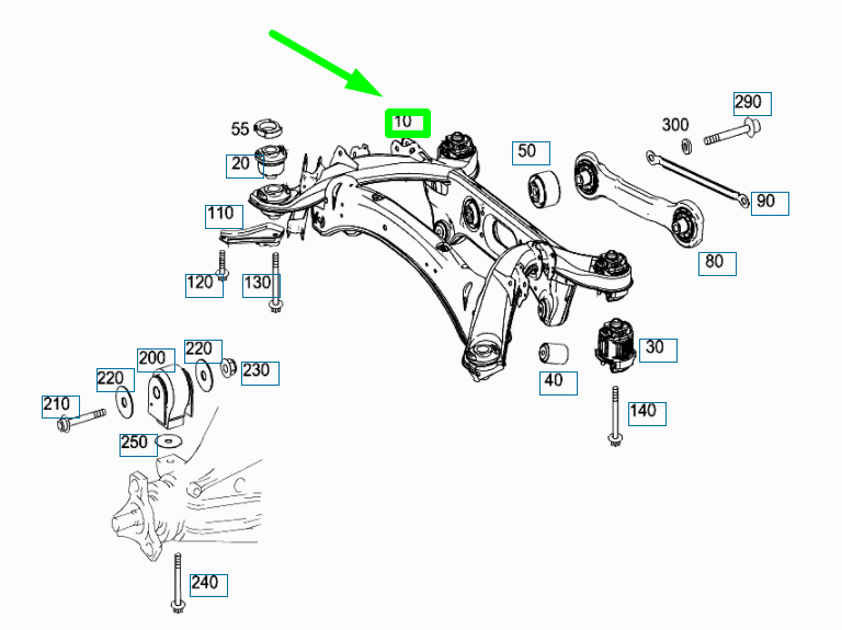 A2073509702 Bridge Axle Rear MERCEDES Class C 220 CDI W204 2.2 D 125kw ...