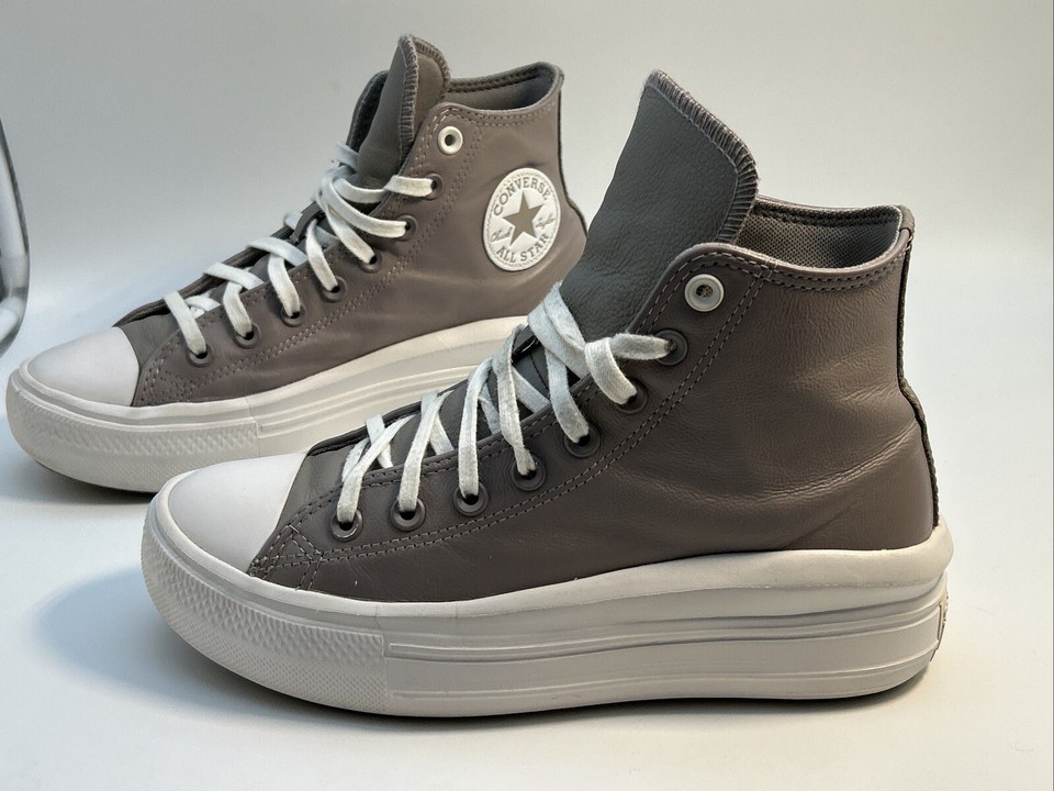 Converse Chuck Taylor All Star Move Chunky Platform Leather Shoes Taupe ...