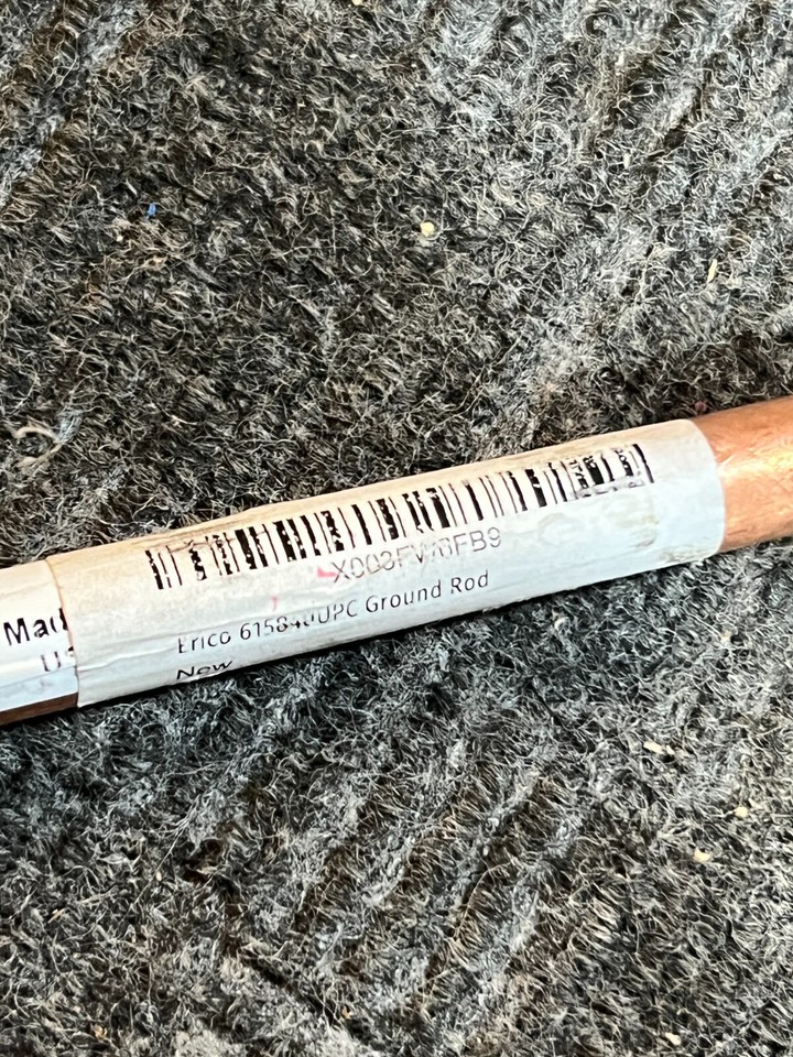 Erico Ground Rod 615840UPC Electrical Equipment 5/8"X4' Copper-Bonded ...