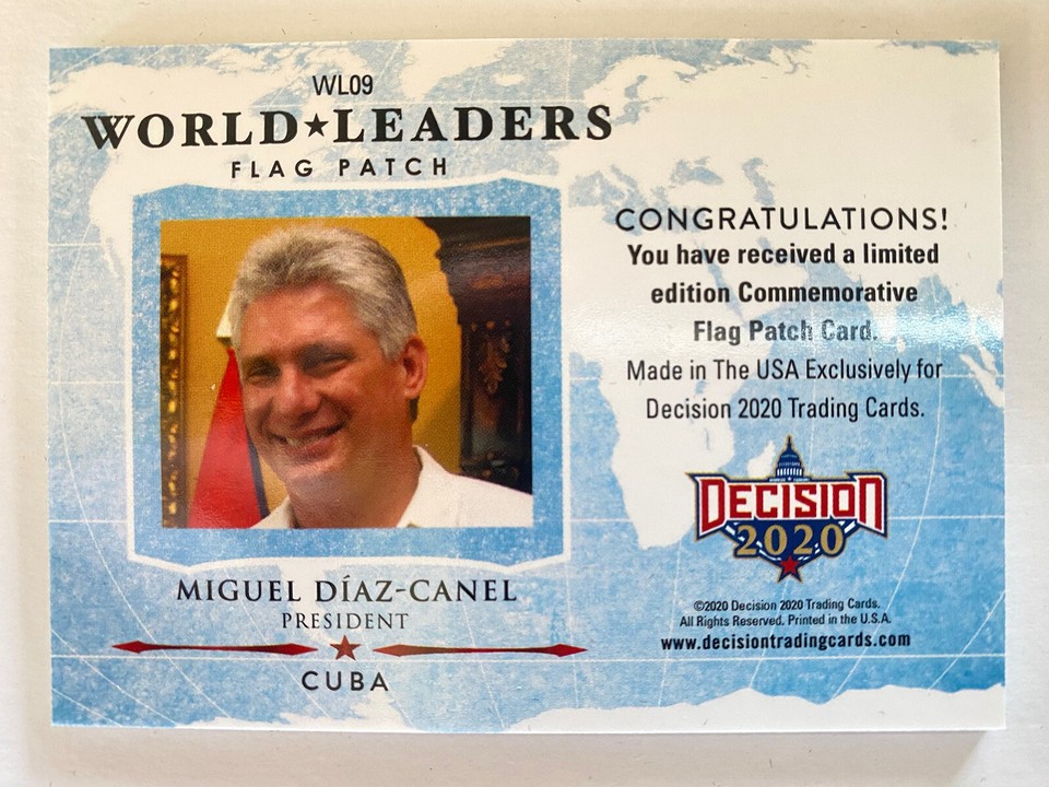 Miguel Diaz-Canel WL09 2020 Decision World Leaders Flag Patch - Cuba ...