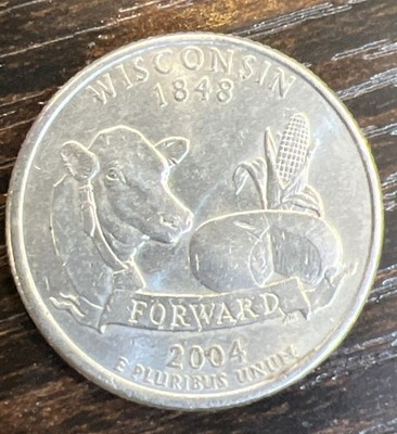 2004-P Wisconsin High Leaf Error Quarter Dollar Coin- Circulated ...