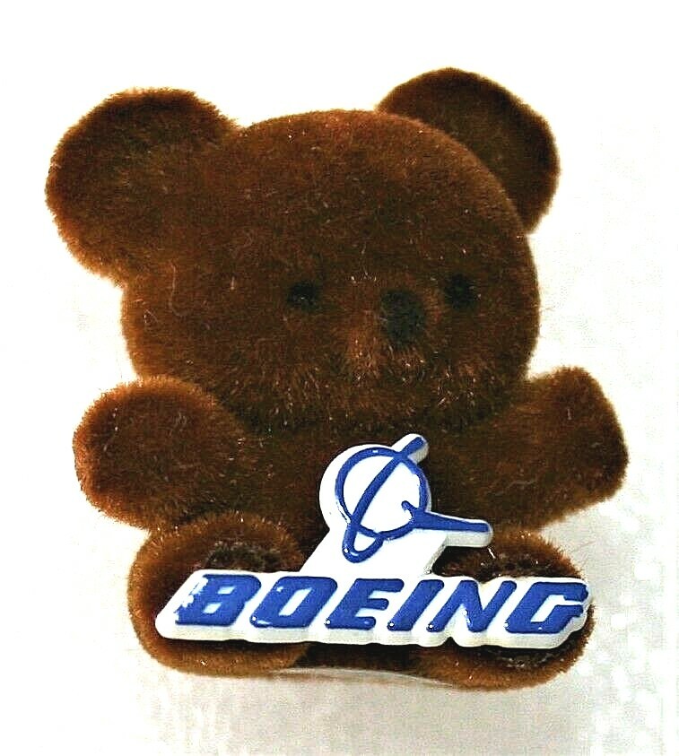 Vintage Boeing Jet Aerospace Logo Mini Flock Teddy Bear Lapel Hat Pin ...