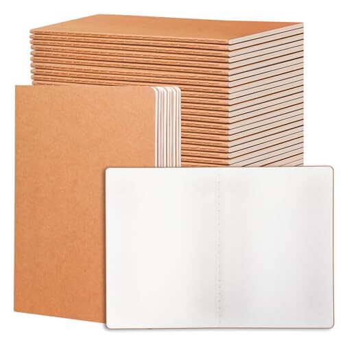 24Pack Blank Kraft Notebooks, 8.3x5.5 Inches A5 Small Journals Bulk ...