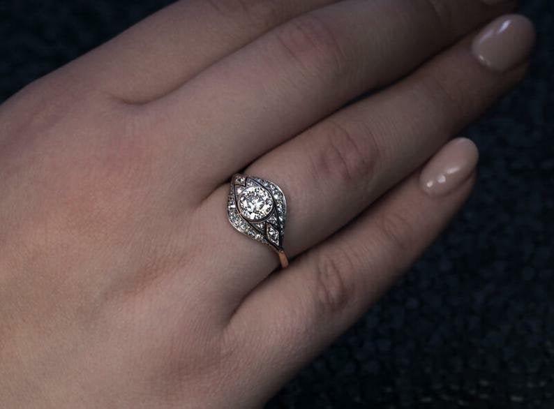 1.25 Ct An Antique Art deco Vintage Diamond Engagement Ring in Solid ...