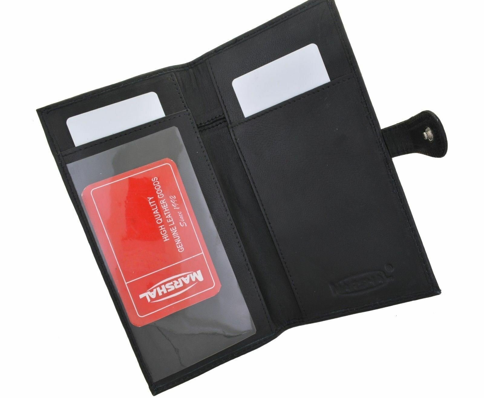Genuine Leather PLAIN Checkbook Cover Black with Snap Closure NEW!!! | eBay