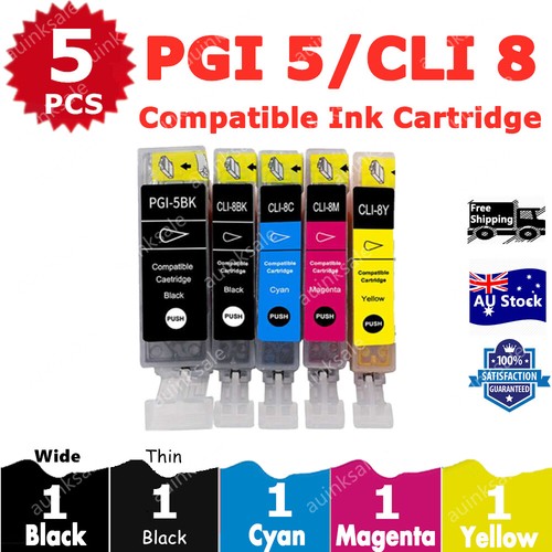 5X Compatible Ink PGI-5 BK CLI-8 For Canon MP 510 520 530 IP 3300 5300 ...