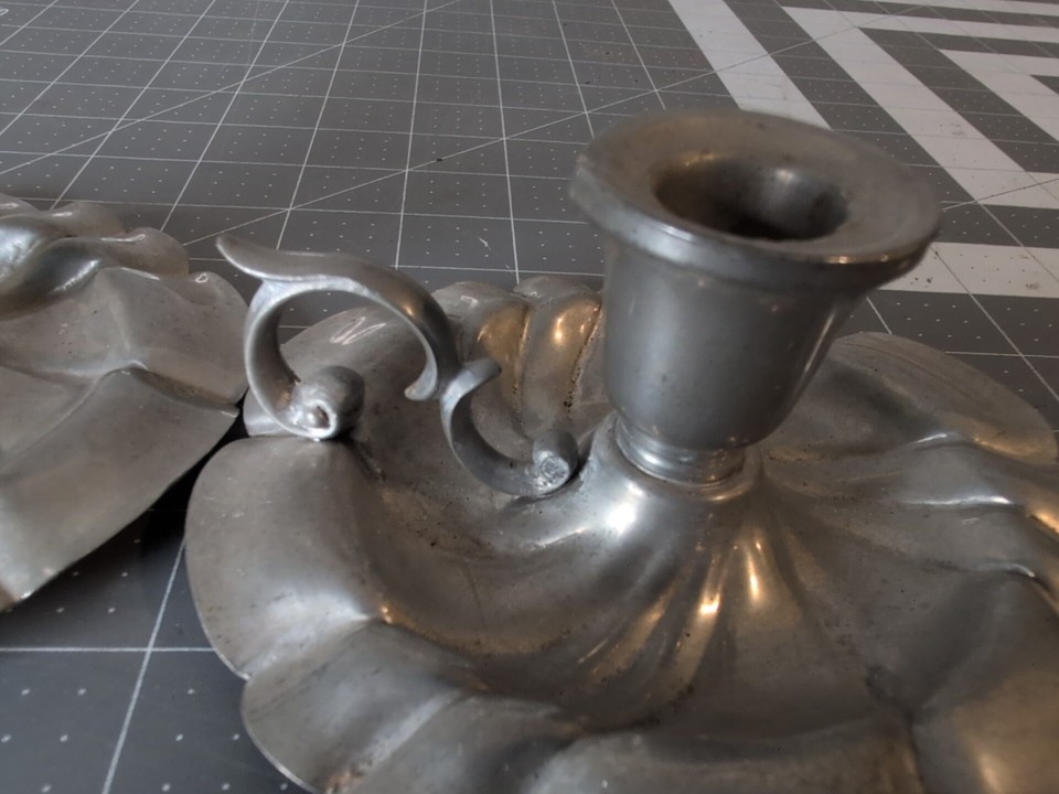 Vintage pair SAN NAZARO PELTRO pewter candle holder 5/1 Made in Italy # ...