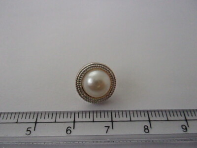 Pack Of 10 Faux Pearl & Gold Dotty Edge Buttons Sewing Craft Size 12mm ...