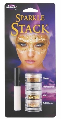 GOLD Star Rhinestone Face Sparkle Glitter Stack Makeup Kit Halloween Costume | eBay
