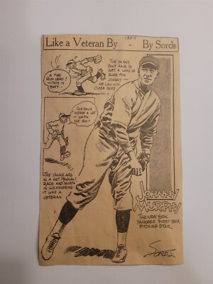 Johnny Murphy Yankees 1934 Baseball Cartoon Sketch RARE! Jack Sords | eBay