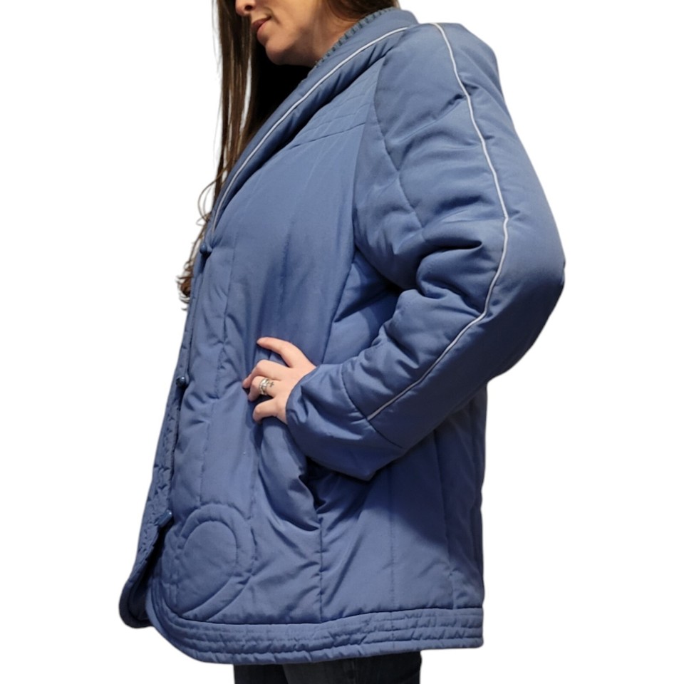 Plus Size Uzzi Womens Blue Coat Size 18.5 Turtleneck Collar Quilted ...