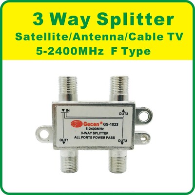 3 Way Splitter Satellite/Antenna/Cable TV 5-2400MHz F TYPE Free Postage ...