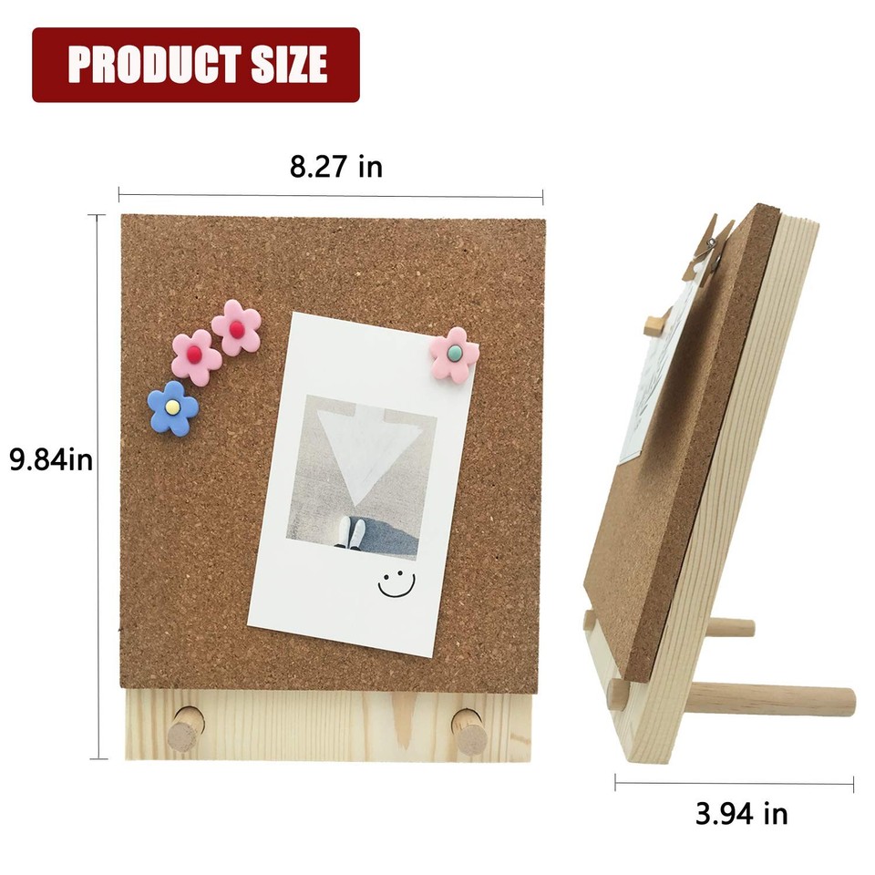 Desktop Cork Board, 10'' x 8'' Bulletin Board Message Board with 12 PCS ...