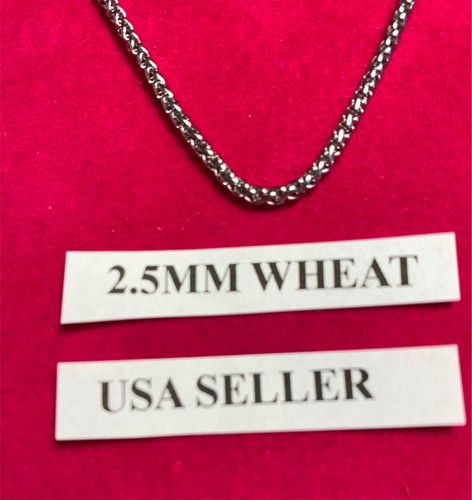 18" 2.5mm STAINLESS STEEL SILVER BRAIDED WHEAT ROPE NECKLACE CHAIN USA ...