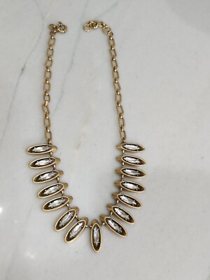 J CREW Necklace ~ Gold Tone Metal Chains & Links With Clear Faux ...