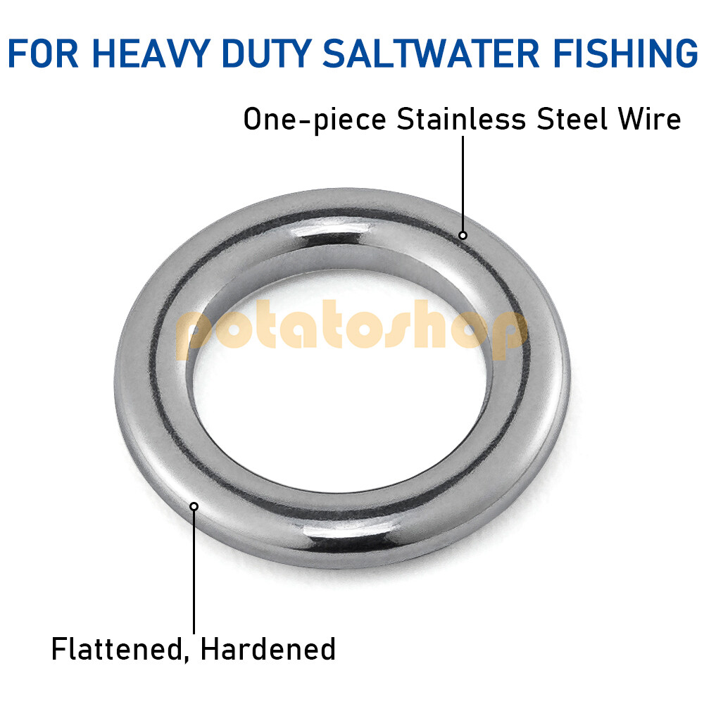 100pcs Fishing Solid Rings 44-897LB Heavy Duty Stainless Steel ...