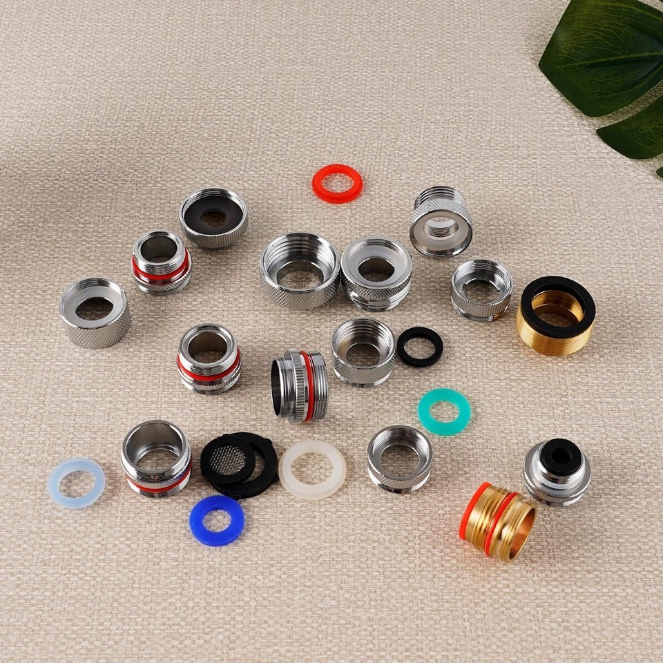 15 PCS Faucet Adapter Kit Brass Sink Aerator Adapters Male Female Sink ...