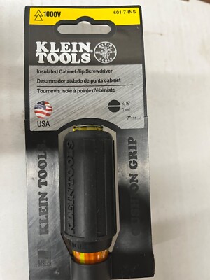 Klein Tools 601-7-INS Insulated 3/16" Cabinet-Tip 7" Round-Shank ...