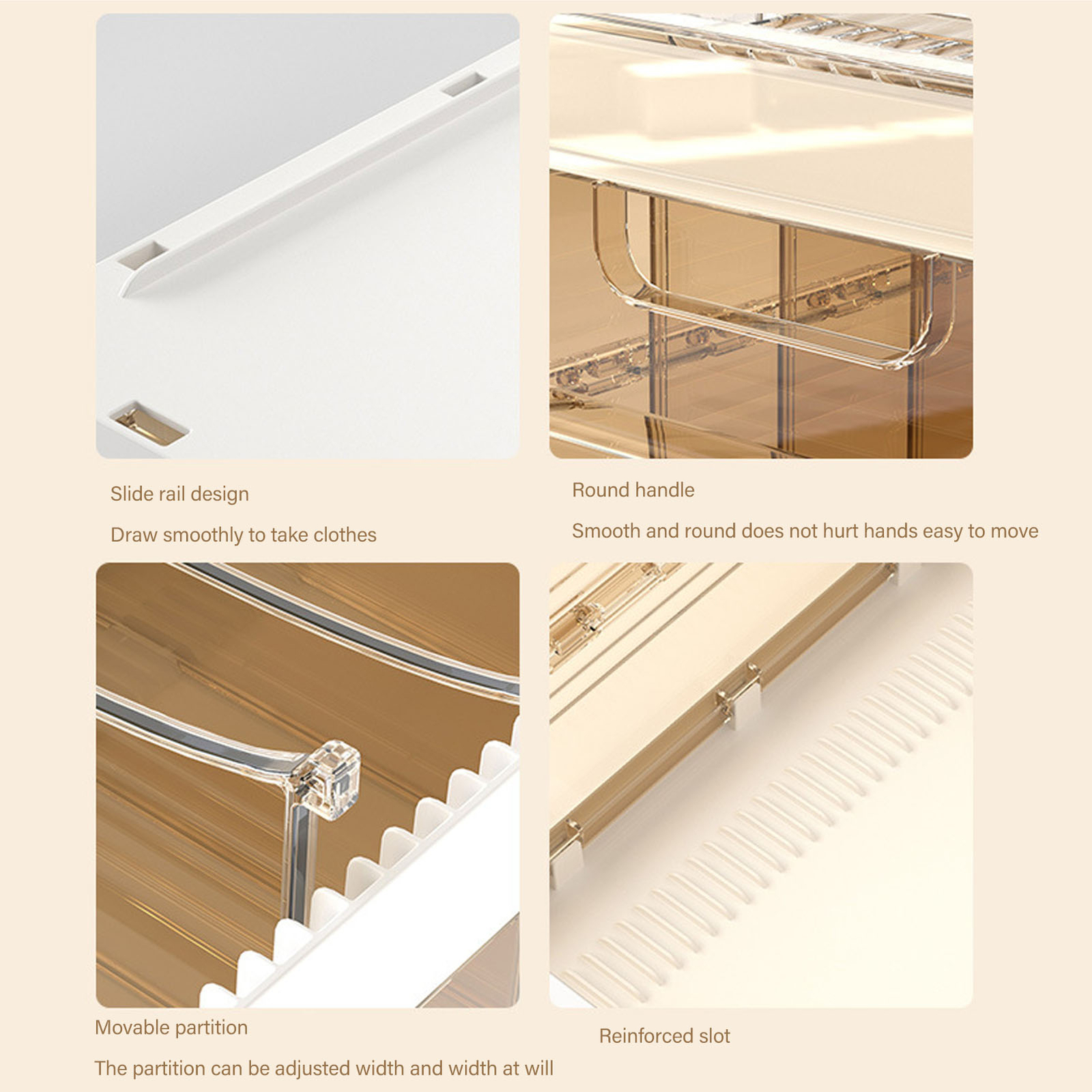 (with Lid 7 Grids) Organizer Space Saving Stackable PP Sliding Rail | eBay