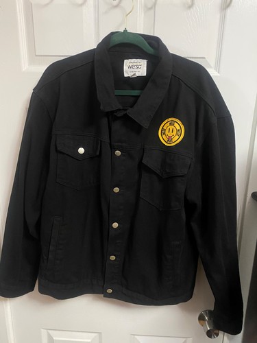 New WeSC Unisex Black denim Jean Jacket (Mens-large) (Women's-XL) Happy ...