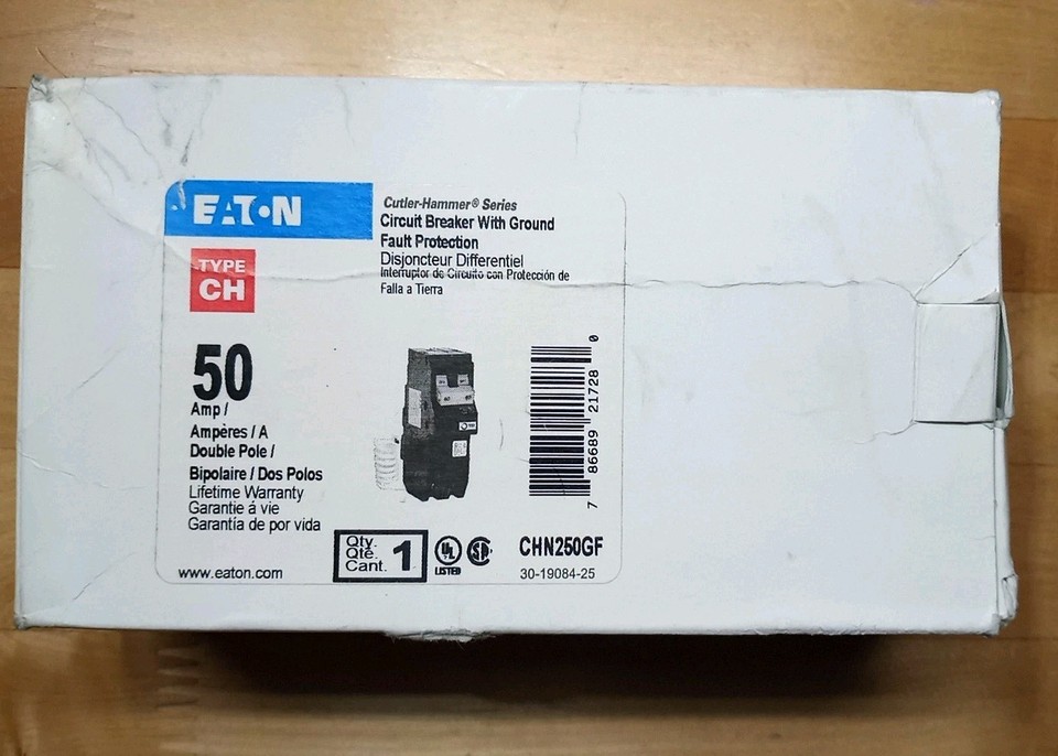 NEW Eaton CHN250GF 50A 120/240V 2-pole GFCI Circuit Breaker Plug-in ...