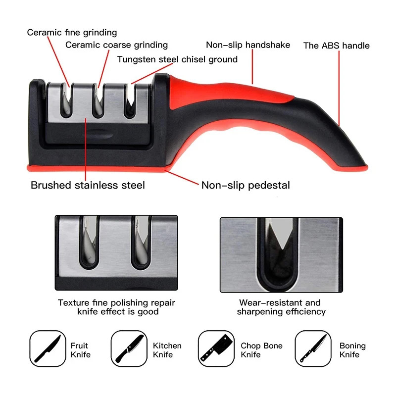 Knife Sharpener 3 Stage Kitchen Diamond Sharp Knives Scissor Sharpening ...
