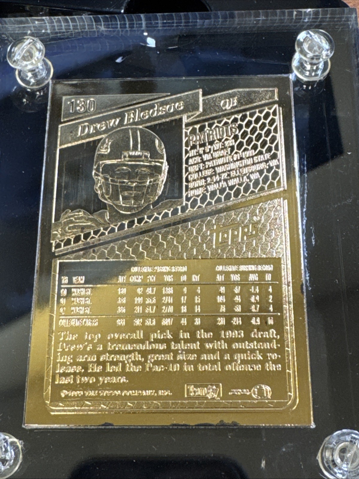Drew Bledsoe Topps 1993 NFL Patriots 4.25 oz 999 Silver Card Bar ...