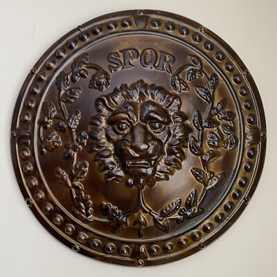 SPQR Roman Lion Shield in Dark Bronze finish Wall sculpture replica ...