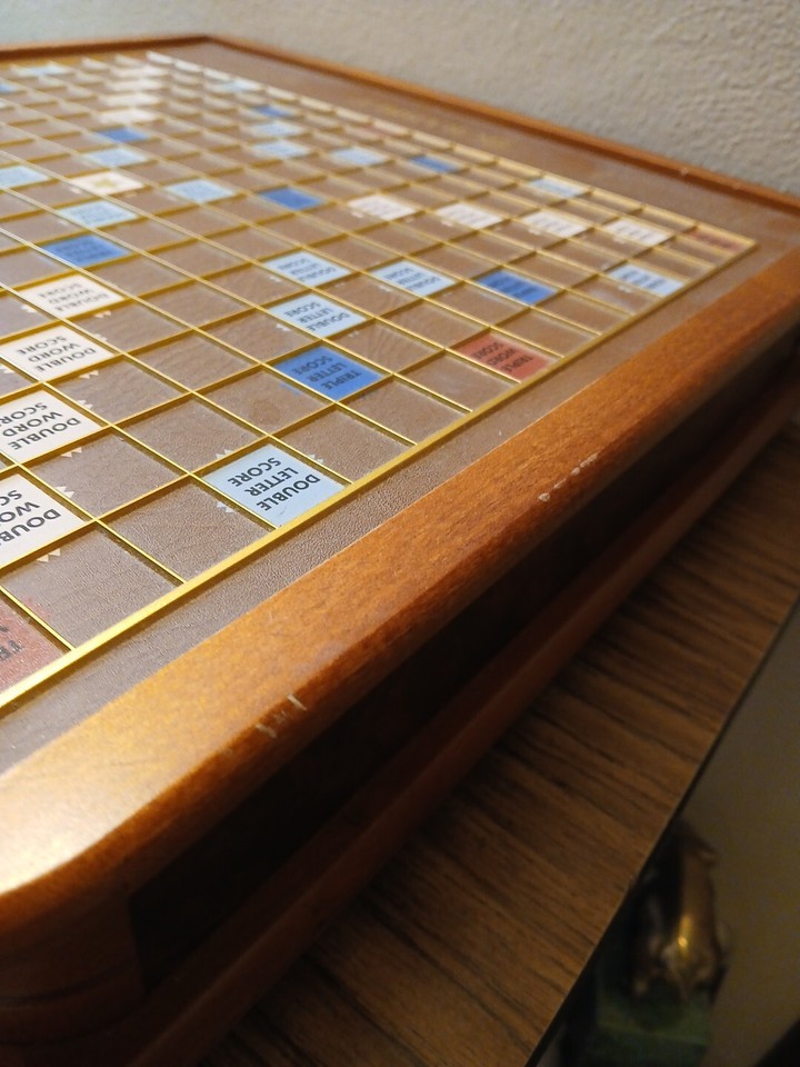 Scrabble Luxury Edition with Wood Cabinet and Rotating Turntable Game ...