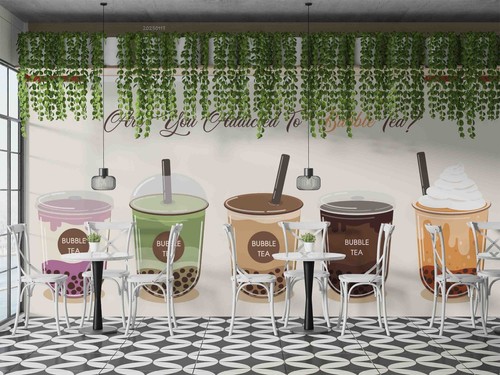 3D Graffiti Bubble Tea Drink Wallpaper Wall Mural Peel and Stick ...