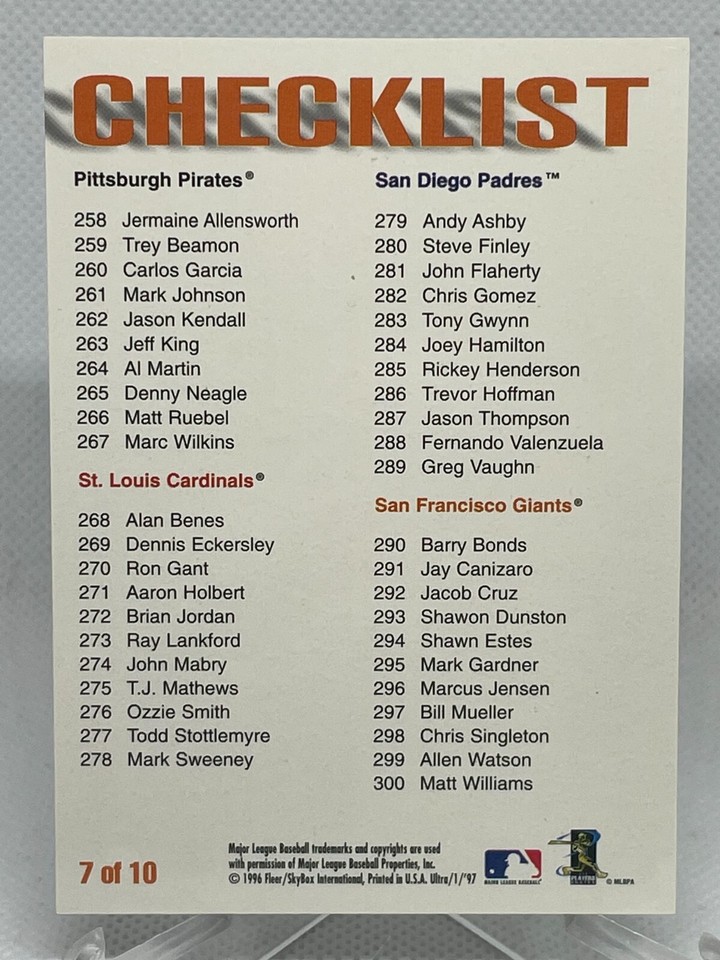 Cal Ripken Jr. 1997 Fleer Ultra Checklist #7 XCJX | eBay