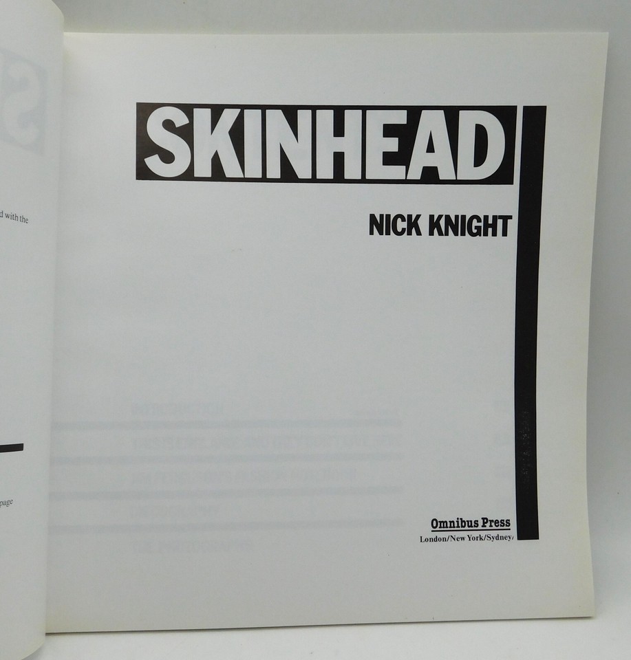 Skinhead by Nick Knight Youth Culture Photography Book 1982 Pulp Art ...
