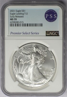 2021 Silver Eagle T-2 Eagle Landing - NGC MS 70 ER Premier Select ...